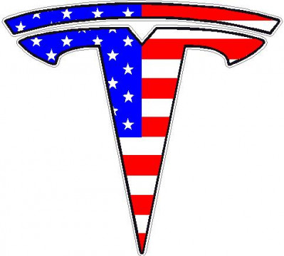 Tesla Motors T Logo decal USA FLAG - Pro Sport Stickers