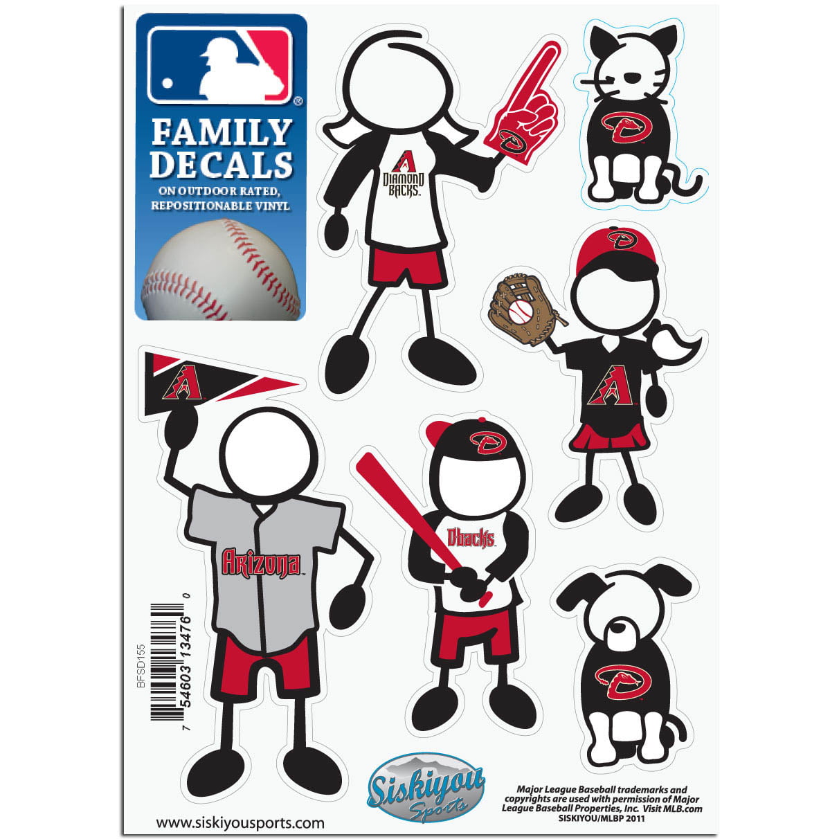 Diamond Backs Stick Family Decal Pack - Pro Sport Stickers