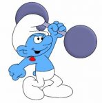 Hefty Smurf Lifting Weights Color Sticker - Pro Sport Stickers