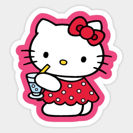 HELLO K WITH STRAWBERRY DRESS STICKER - Pro Sport Stickers