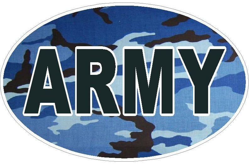 CAMO BLUE OVAL ARMY DECAL - Pro Sport Stickers