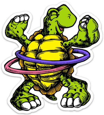 hula hooping turtle sticker - Pro Sport Stickers