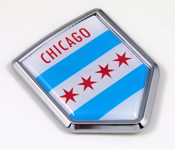 chicago US state flag domed chrome emblem car badge decal - Pro Sport ...